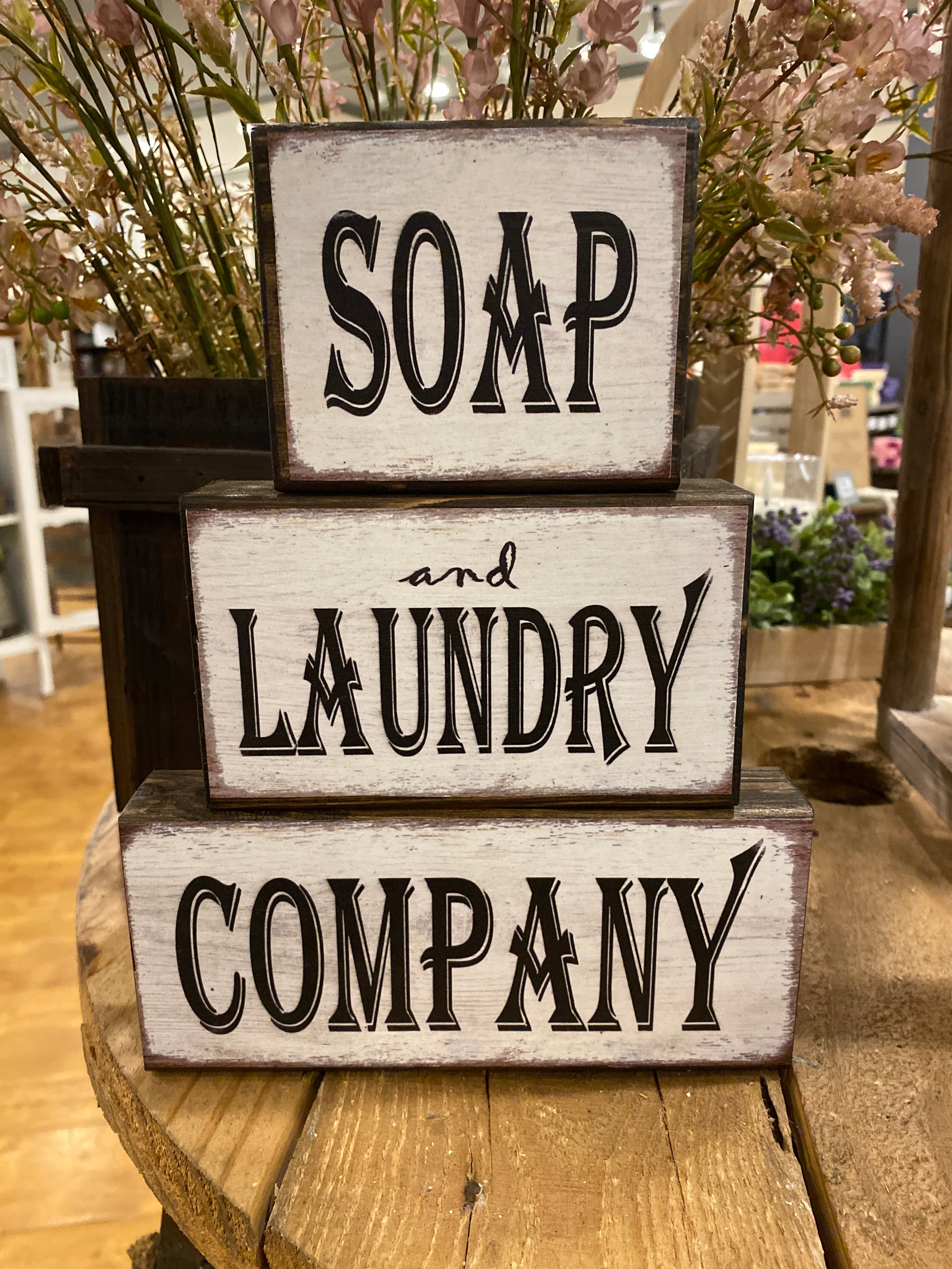 3 PC Soap and Laundry Wooden Block Set | The Rustic Farmhouse